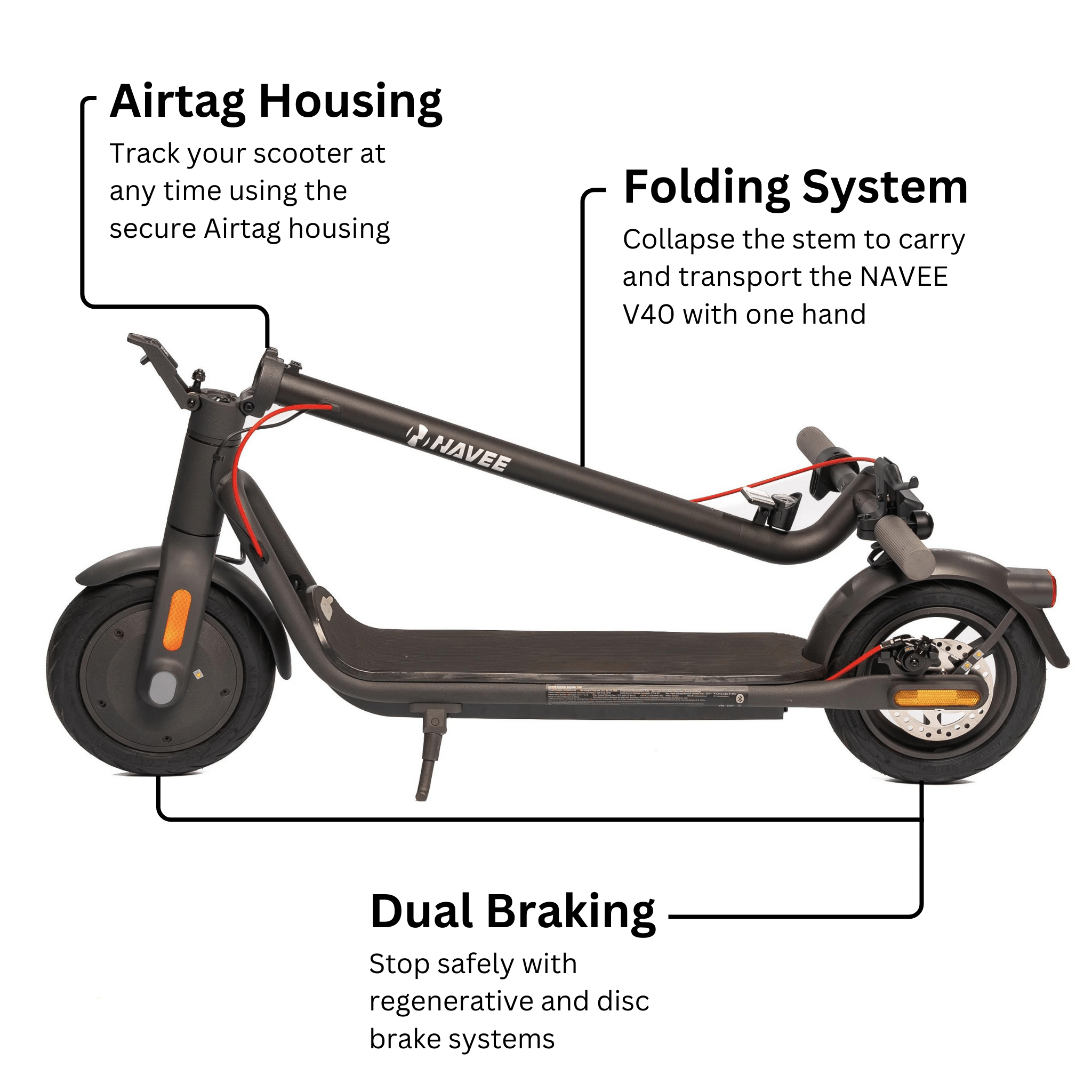 NAVEE V40 Electric Scooter | Safe, portable, reliable & affordable ...