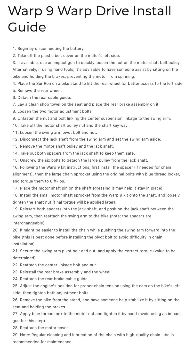 Replacement Warp Drive Chain by Warp 9 | Surron, E-ride Pro, 79 bike ...